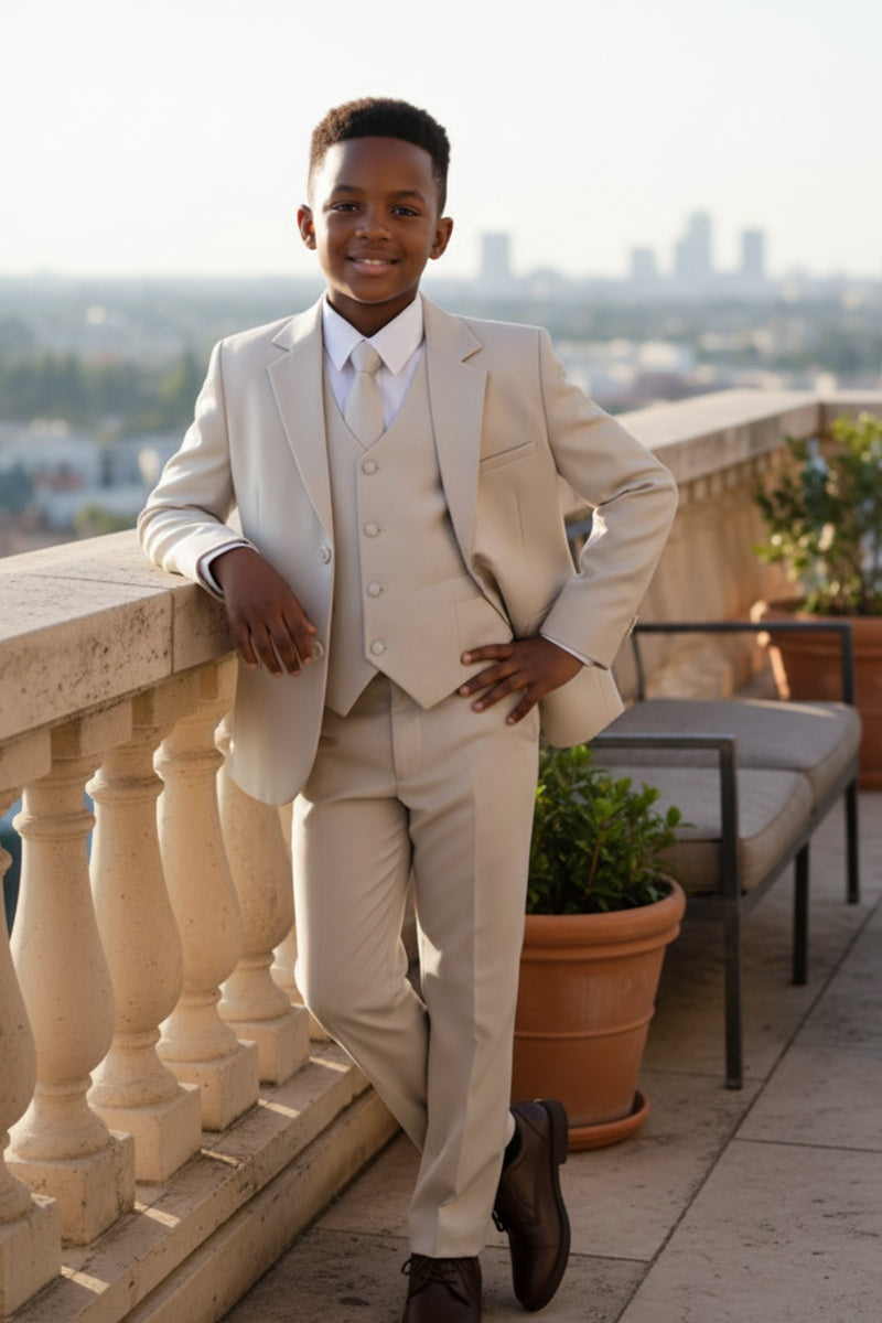 "Mason" Kids Tan Suit (5-Piece Set) – Buy4LessTuxedo.com