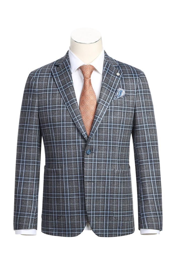 Grey & Blue Windowpane Sports Jacket – Buy4LessTuxedo.com