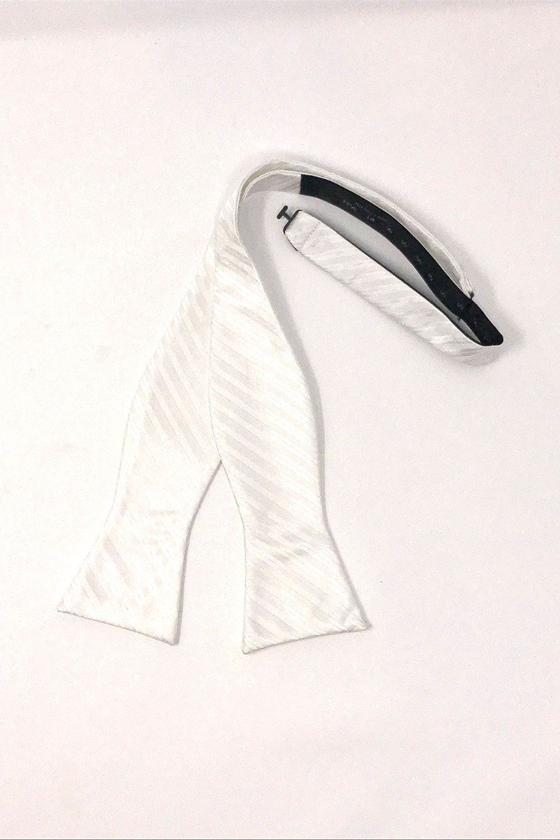 White Newton Stripe Bow Tie – Buy4LessTuxedo.com
