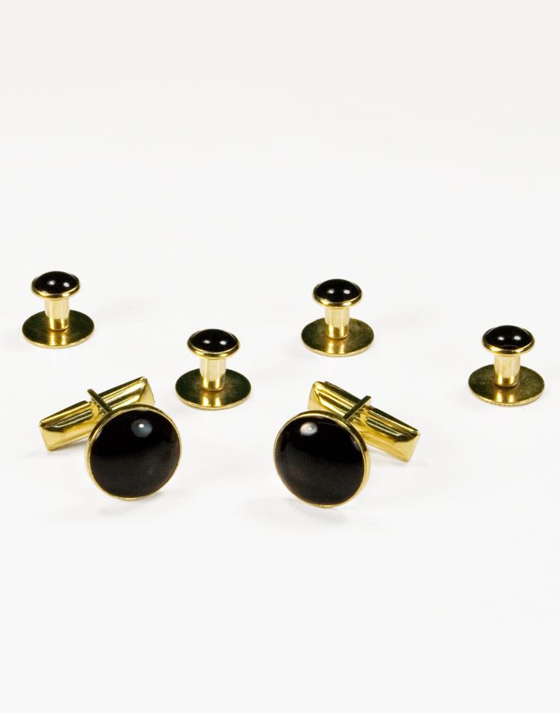 Basic Black with Gold Trim Studs and Cufflinks Set – Buy4LessTuxedo.com