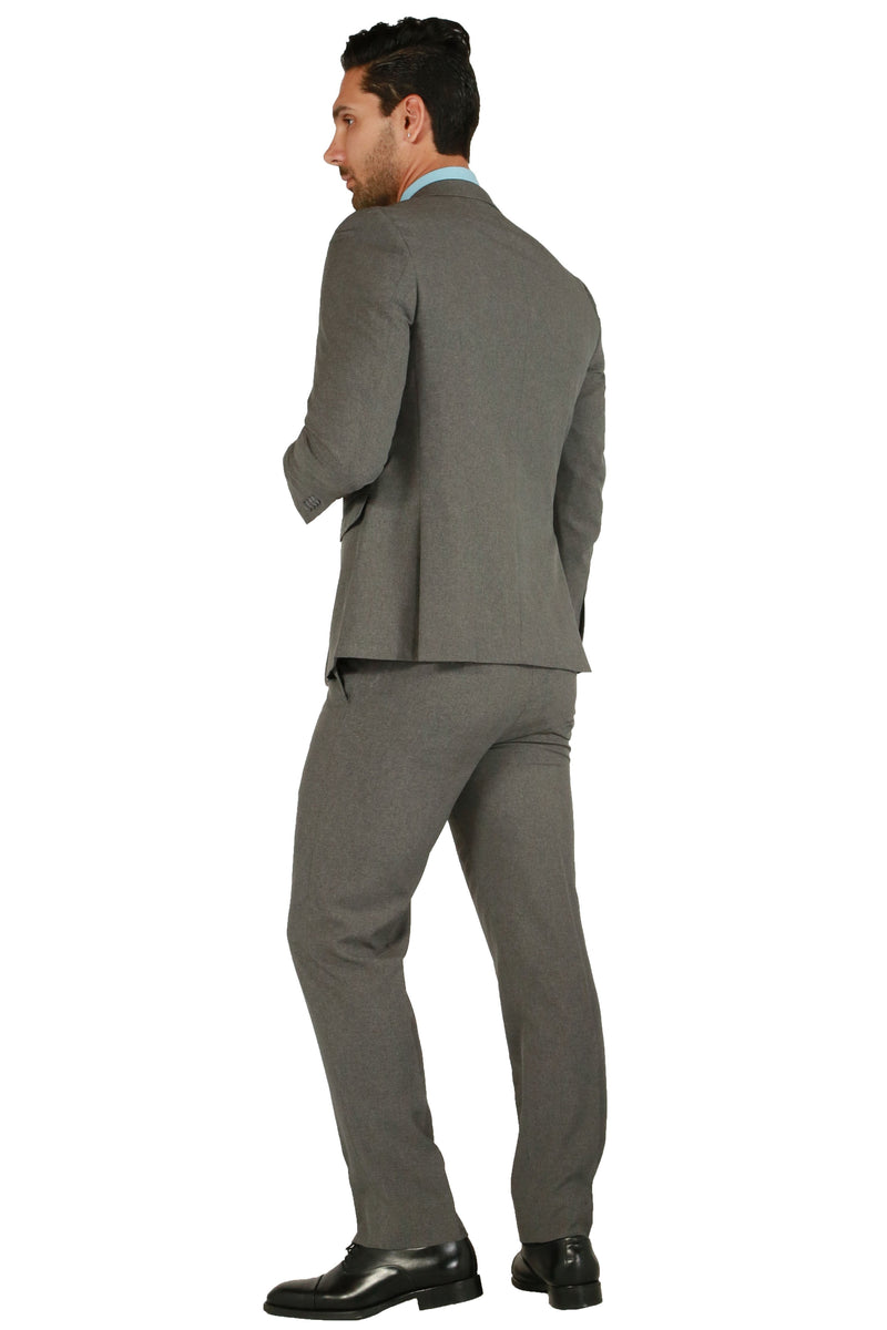 Paul Lorenzo 1969 Heather Grey Solid Slim Fit Suit (2-Piece Set ...