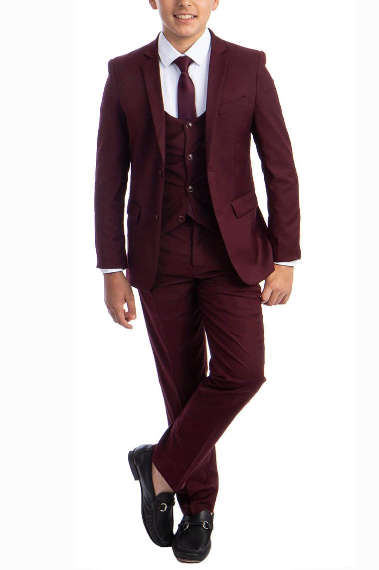 "Noah" Perry Ellis Kids Burgundy 5-Piece Suit – Buy4LessTuxedo.com