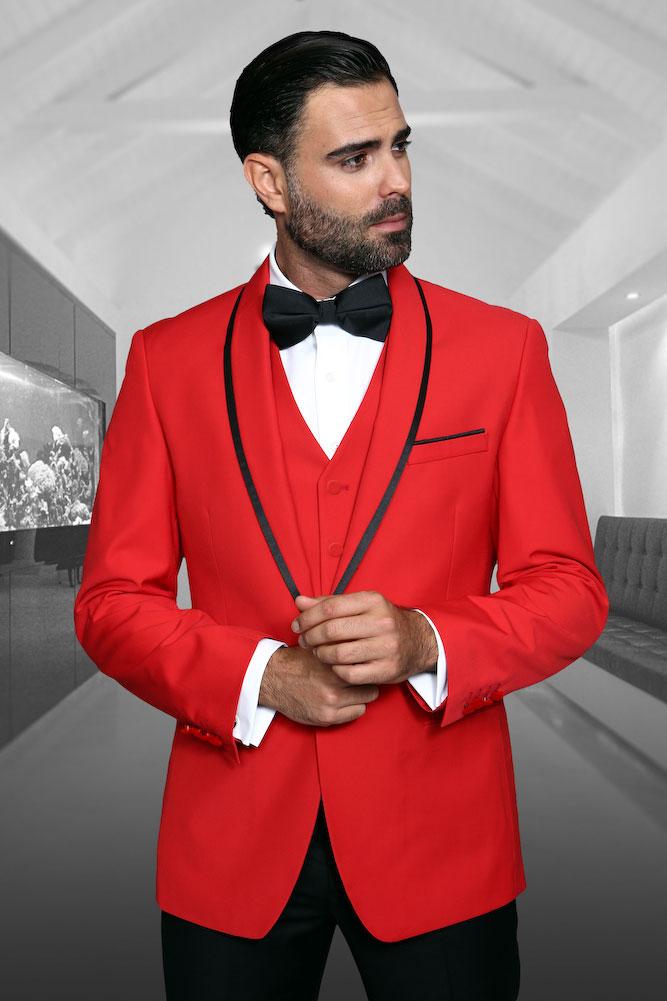 "Genova" Red 1-Button Shawl Tuxedo (4-Piece Set) – Buy4LessTuxedo.com